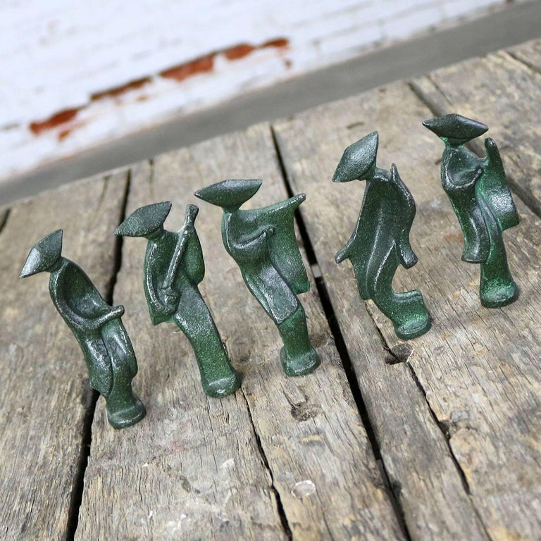 Patinated Cast Iron Geisha Figures Set of Five at 1stDibs