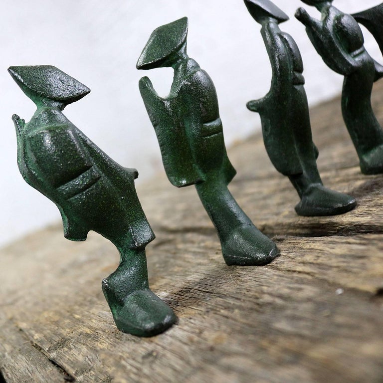 Patinated Cast Iron Geisha Figures Set of Five at 1stDibs