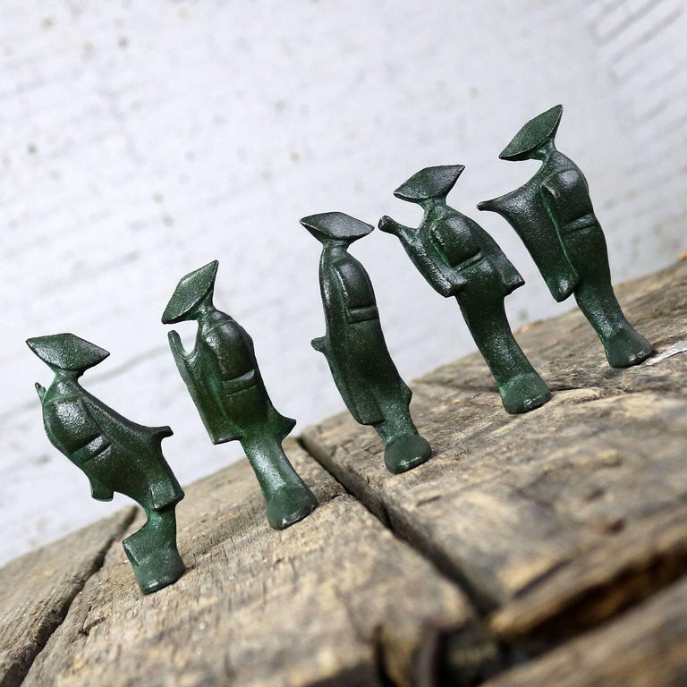 Patinated Cast Iron Geisha Figures Set of Five at 1stDibs