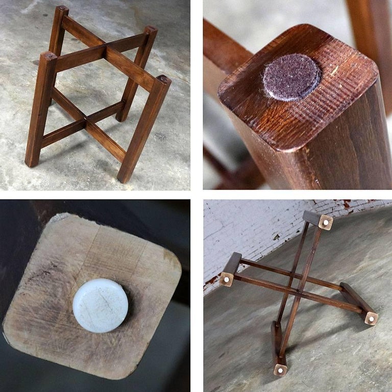 Modernist X-Base Dining Room Table with Round Glass Top at 1stDibs