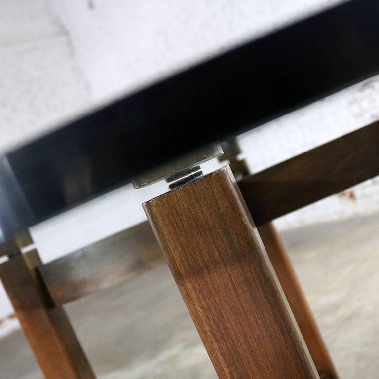 Modernist X-Base Dining Room Table with Round Glass Top at 1stDibs