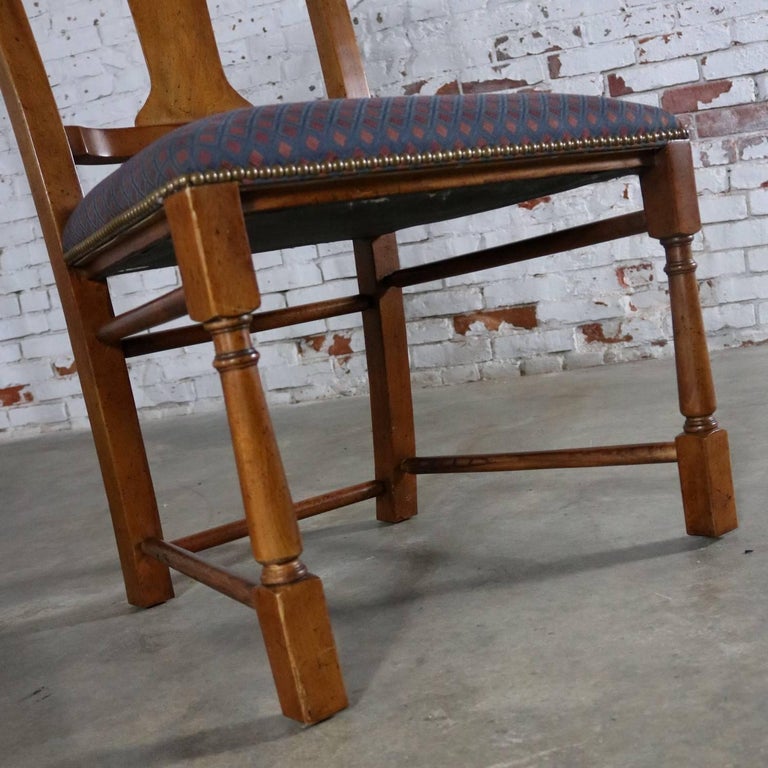 Six Baker Chippendale Style Dining Chairs with Solid Splat and Turned ...