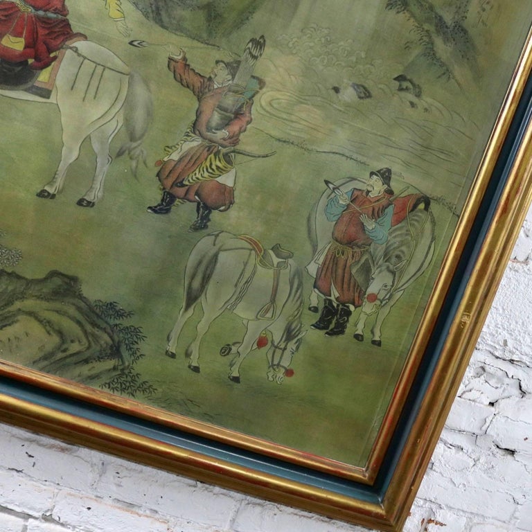 Chinese Ink and Color on Paper Framed Art a Monumental, Pair For Sale ...