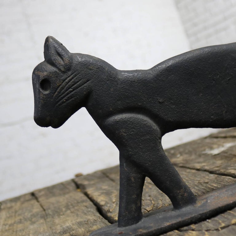 Antique Black Cat Silhouette Cast Iron Folk Art Boot Scraper Sculpture ...