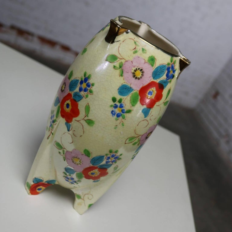 Japanese Art Deco Lusterware Vase Floral with Gold Accent, circa 1930s ...
