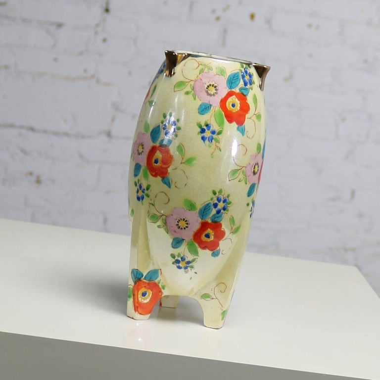 Japanese Art Deco Lusterware Vase Floral with Gold Accent, circa 1930s ...