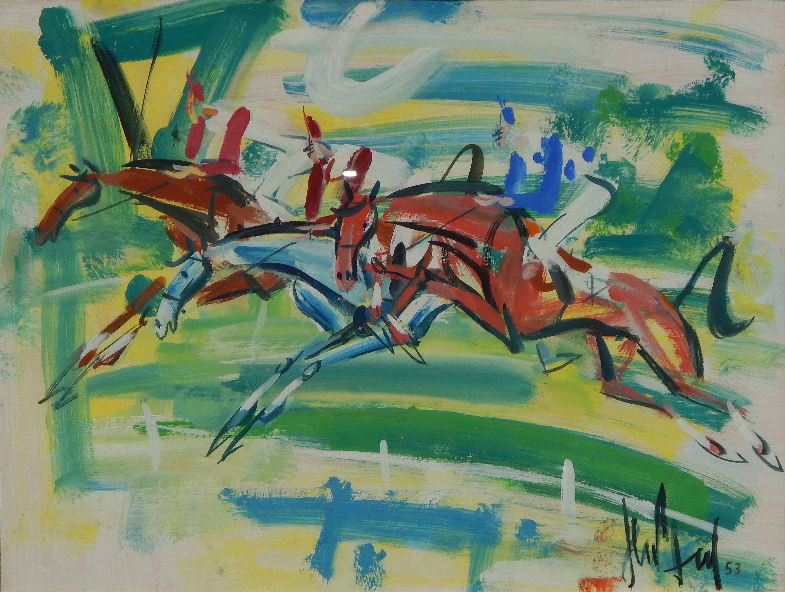 Gen Paul French Expressionist Gouache 1953, "Steeplechase" For Sale at ...