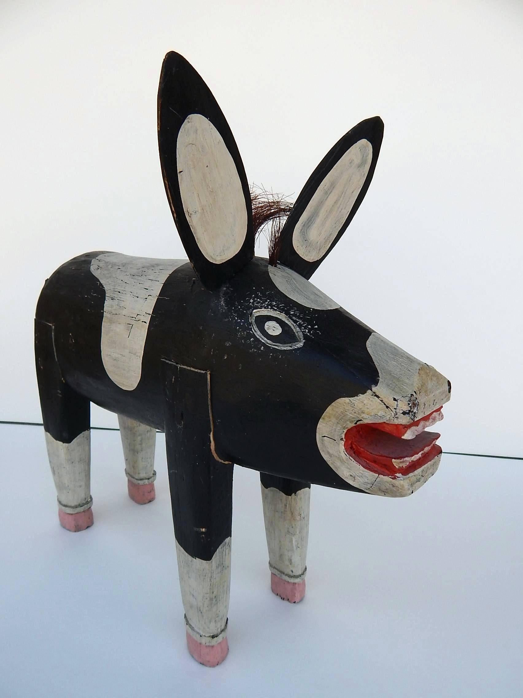 Carved Wood Donkey Sculpture - New Mexico Folk Artist Felipe Archuleta ...
