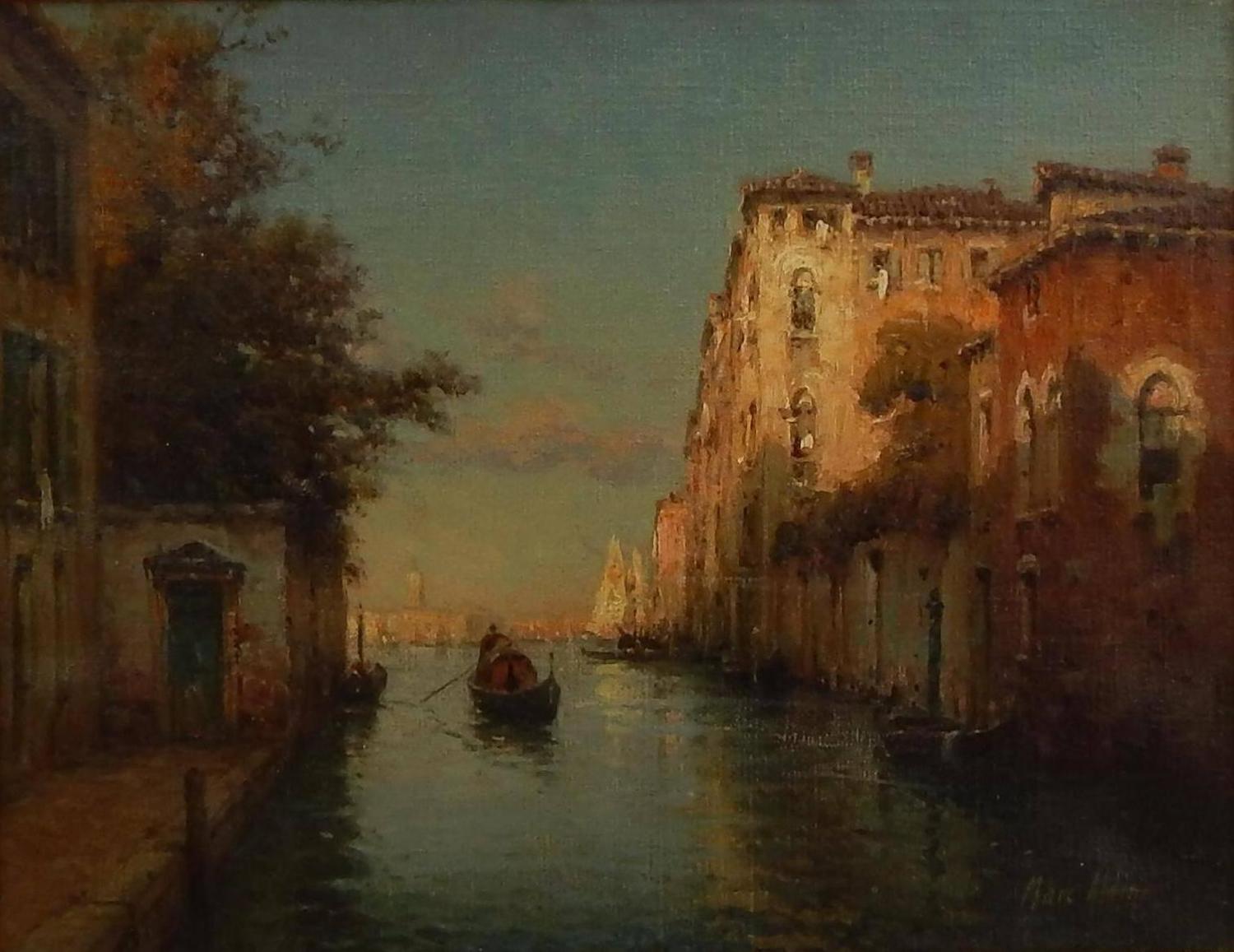 Antoine Bouvard (Marc Aldine) Oil on Canvas, Twilight, Venice For Sale ...
