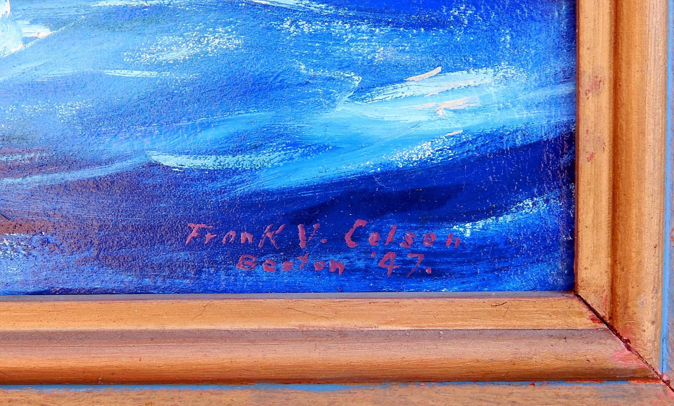 Frank V. Colson Aircraft Carrier Painting, 1947 "Admiral Robert Jones ...