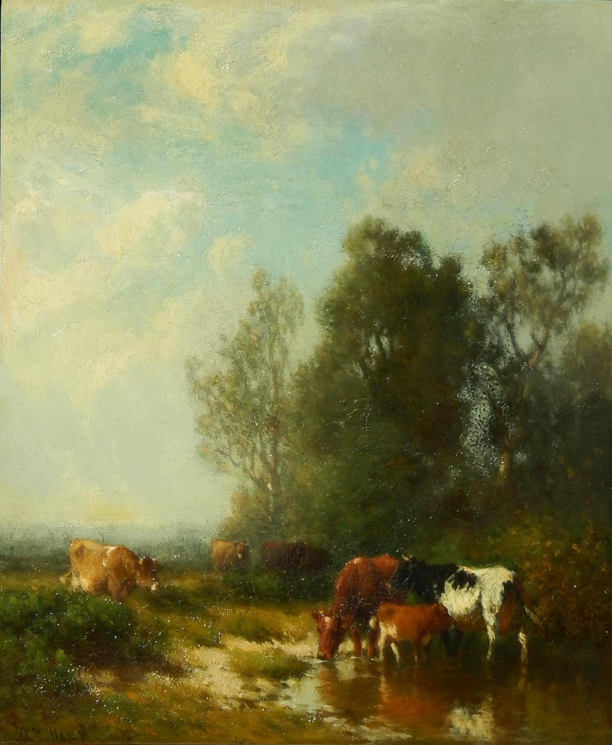 William Hart Oil on Board, a Fine 19th Century American Pastoral For ...