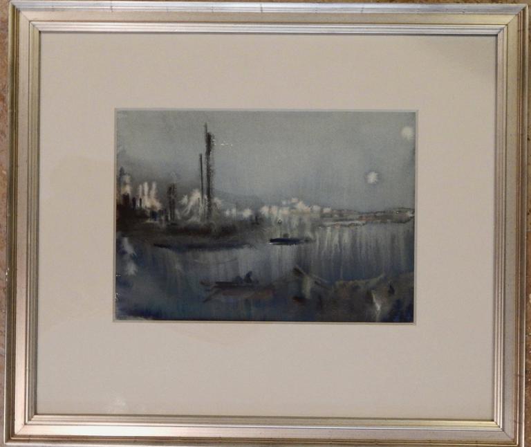 Chen Chi Important Chinese/American Artist Watercolor, Nocturne on the ...