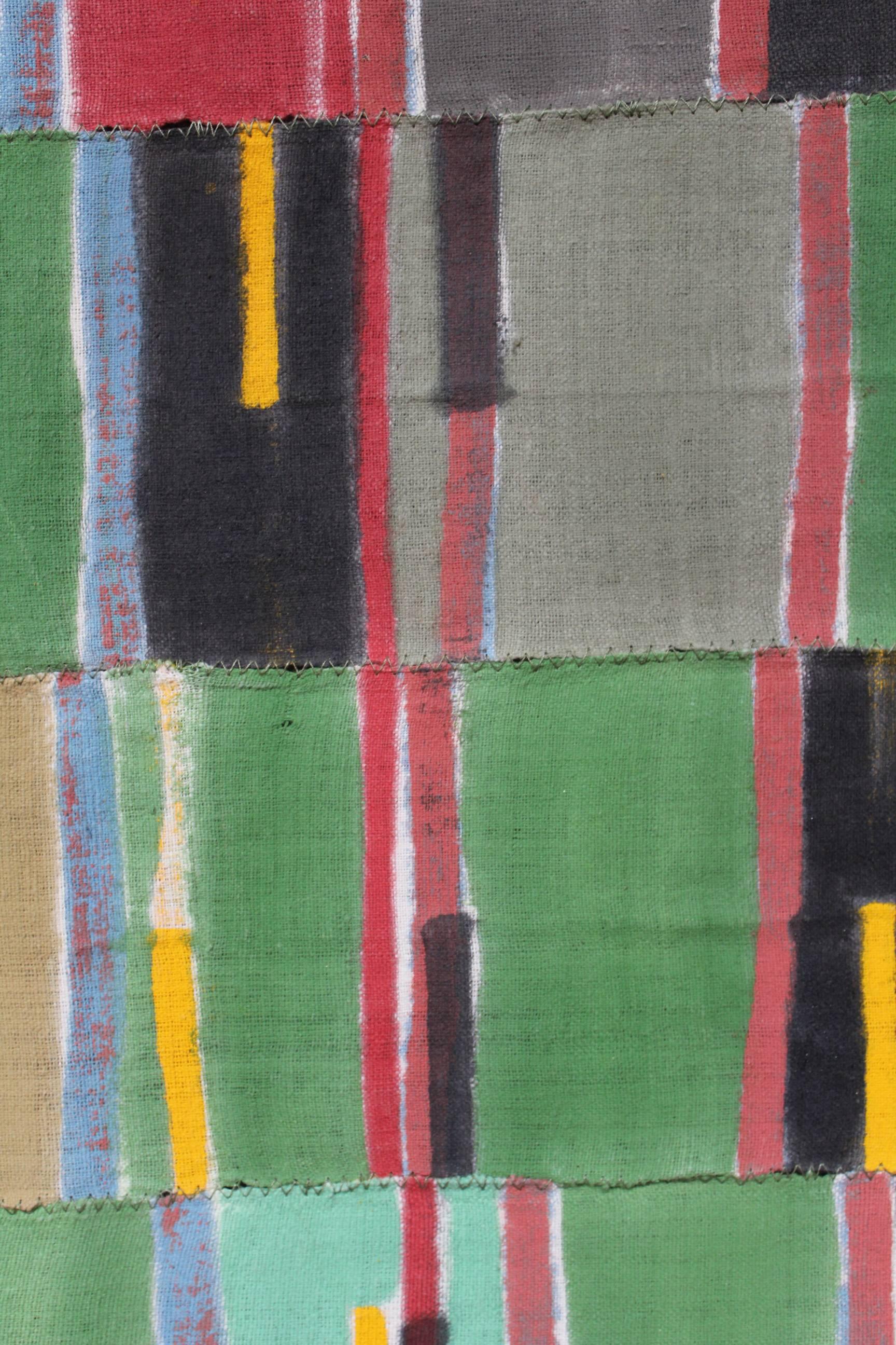 Modern Abstract Woven African Fabric Collage Painting For Sale at ...