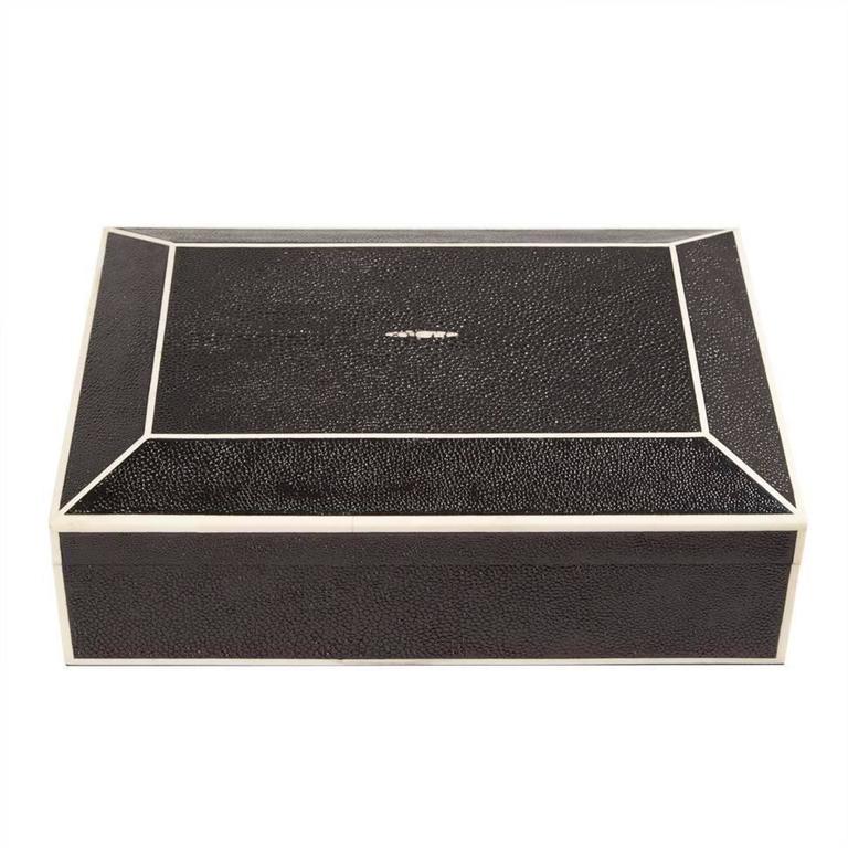 Genuine Shagreen Box with Bone Inlay For Sale at 1stDibs