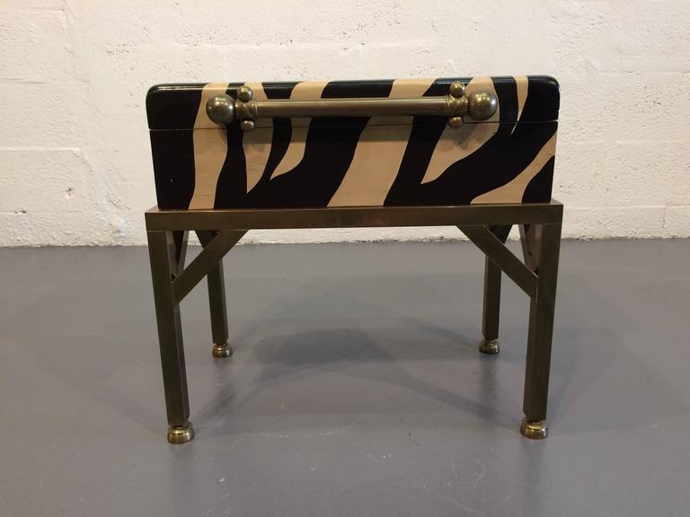 Hart Trunk Chest, Brass and Painted Zebra Pattern, Safari at 1stDibs