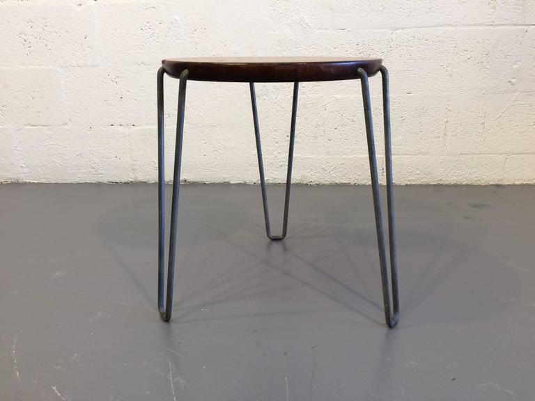 Beautiful Three-Legged Mid-Century Modern Stool For Sale at 1stDibs