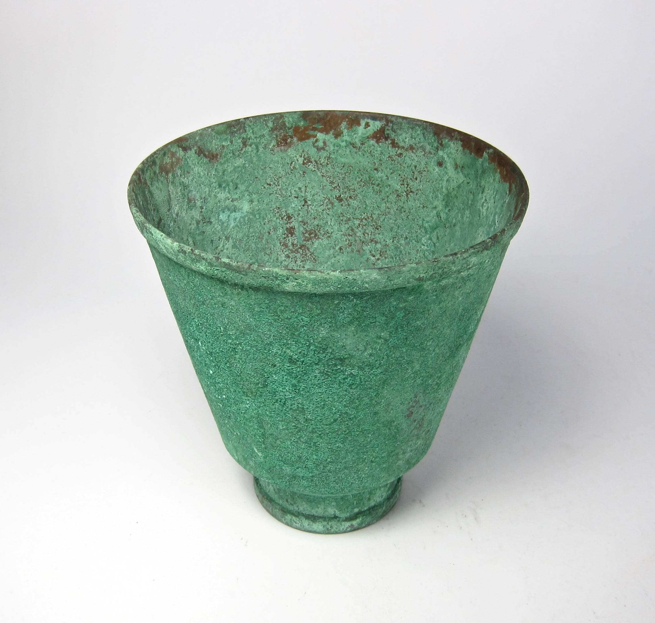 American Arts and Crafts Vase with Green Encrusted Patina by Marie ...