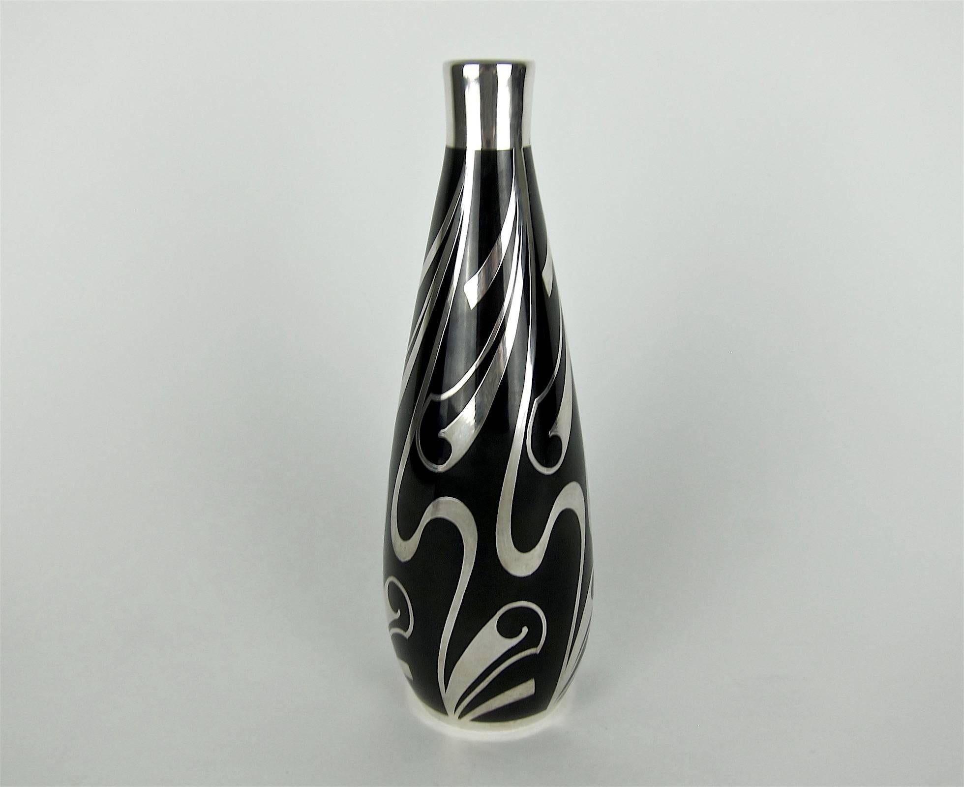 Spahr Sterling Silver Overlay Vintage Vase by Hutschenreuther Porcelain ...