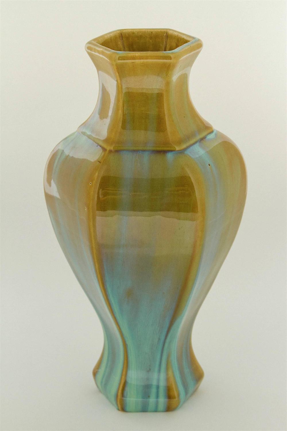 Vintage Arts and Crafts Fulper Pottery Vase with Green Flambe Glaze ...