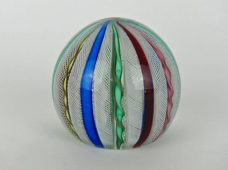 Mid-Century Murano Zanfirico Crown Glass Paperweight at 1stDibs ...