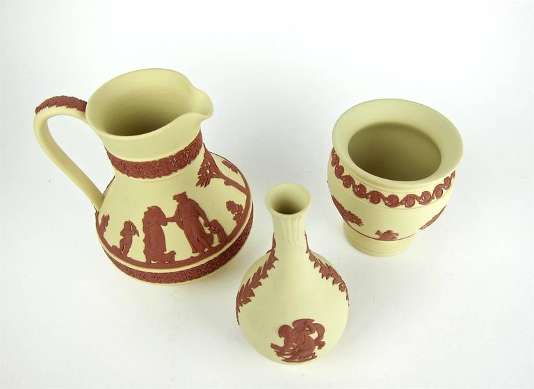 Vintage Wedgwood Jasper Ware Etruscan Jug, Bud and Potpourri Vase ...