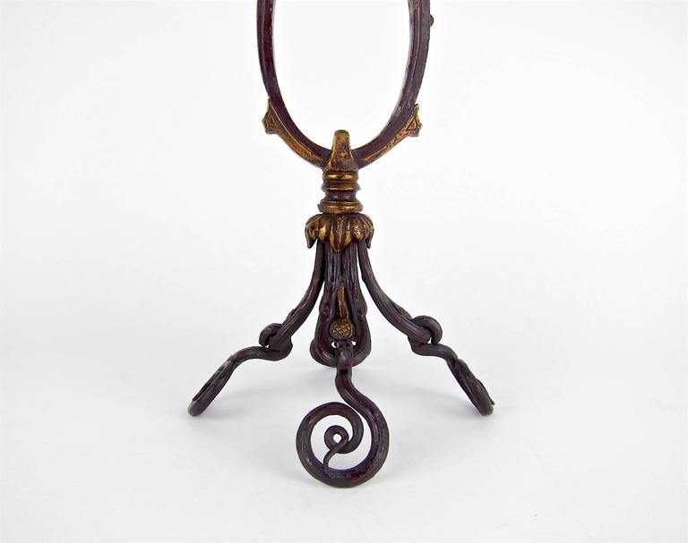 Art Nouveau Metal Smoking Stand with Gold Aurene Glass Insert Bowl at ...