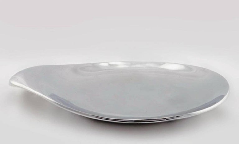 Large Eva Zeisel Biomorphic Silver Platter for Nambe at 1stDibs