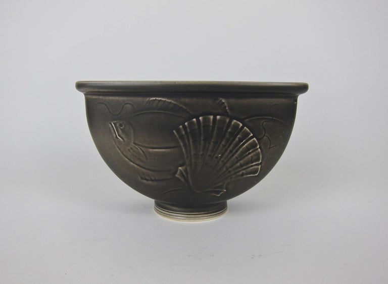 Nils Thorsson Brown Solberg Vase for Royal Copenhagen Aluminia Faience ...
