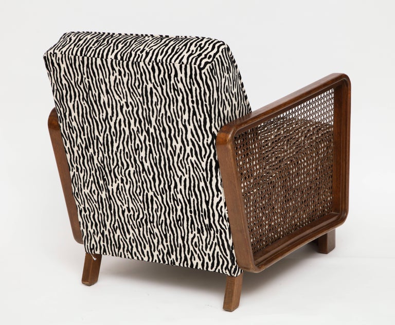 Pair of Deco Cane Lounge Chairs Black and White Animal Print, France ...