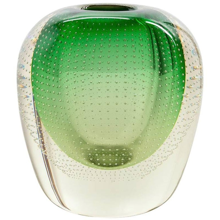 Art Deco Dutch Glass Vase Hand Blown in Green by A.D. Copier, Leerdam ...