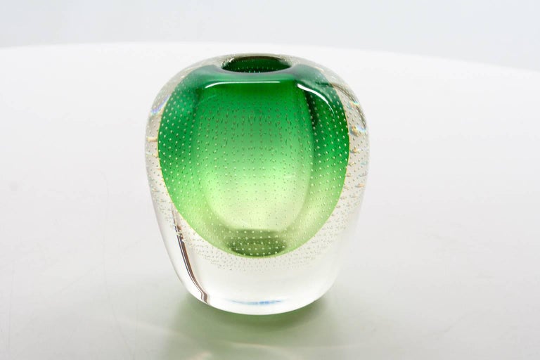 Art Deco Dutch Glass Vase Hand Blown in Green by A.D. Copier, Leerdam ...