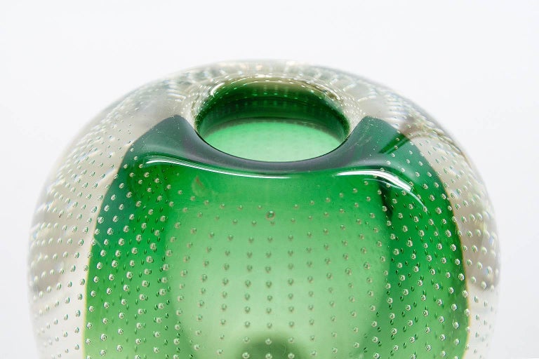 Art Deco Dutch Glass Vase Hand Blown in Green by A.D. Copier, Leerdam ...
