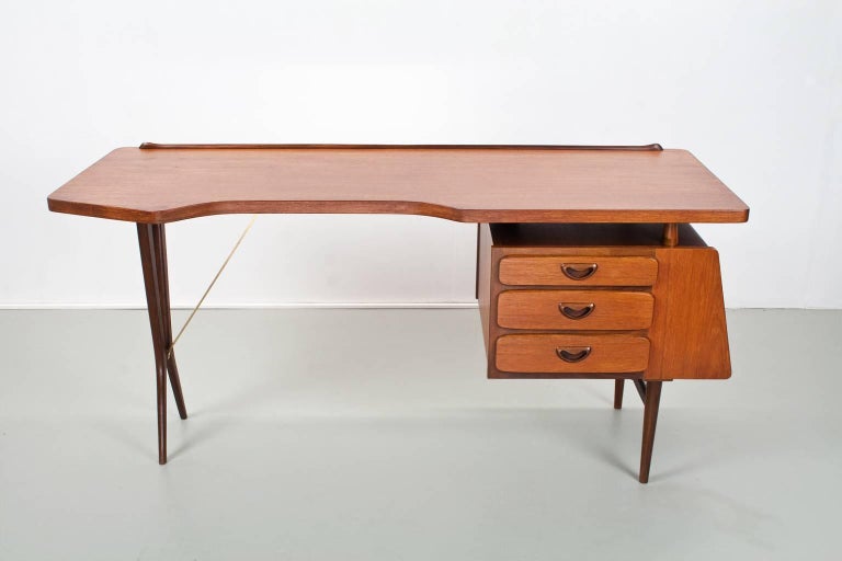 Mid-Century Modern Dutch Writing Desk in Teak by Louis Van Teeffelen ...