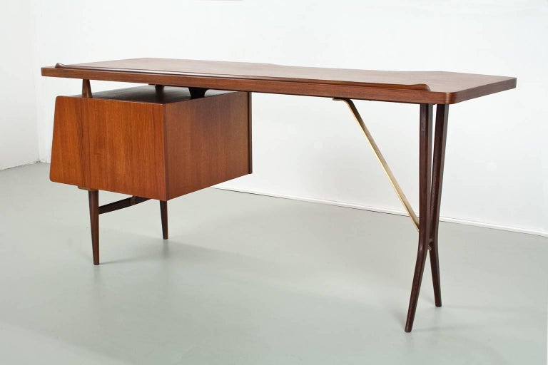 Mid-Century Modern Dutch Writing Desk in Teak by Louis Van Teeffelen ...