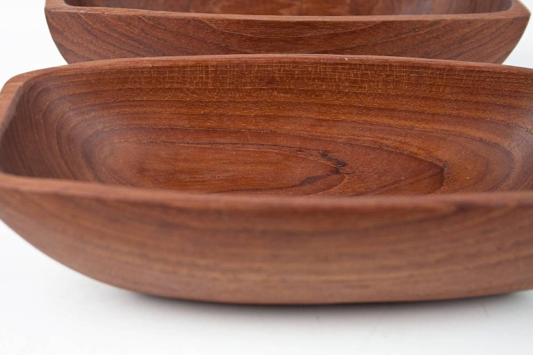 Mid-Century Modern Danish Hand-Turned Set of Three Teak Bowls 1960s at ...