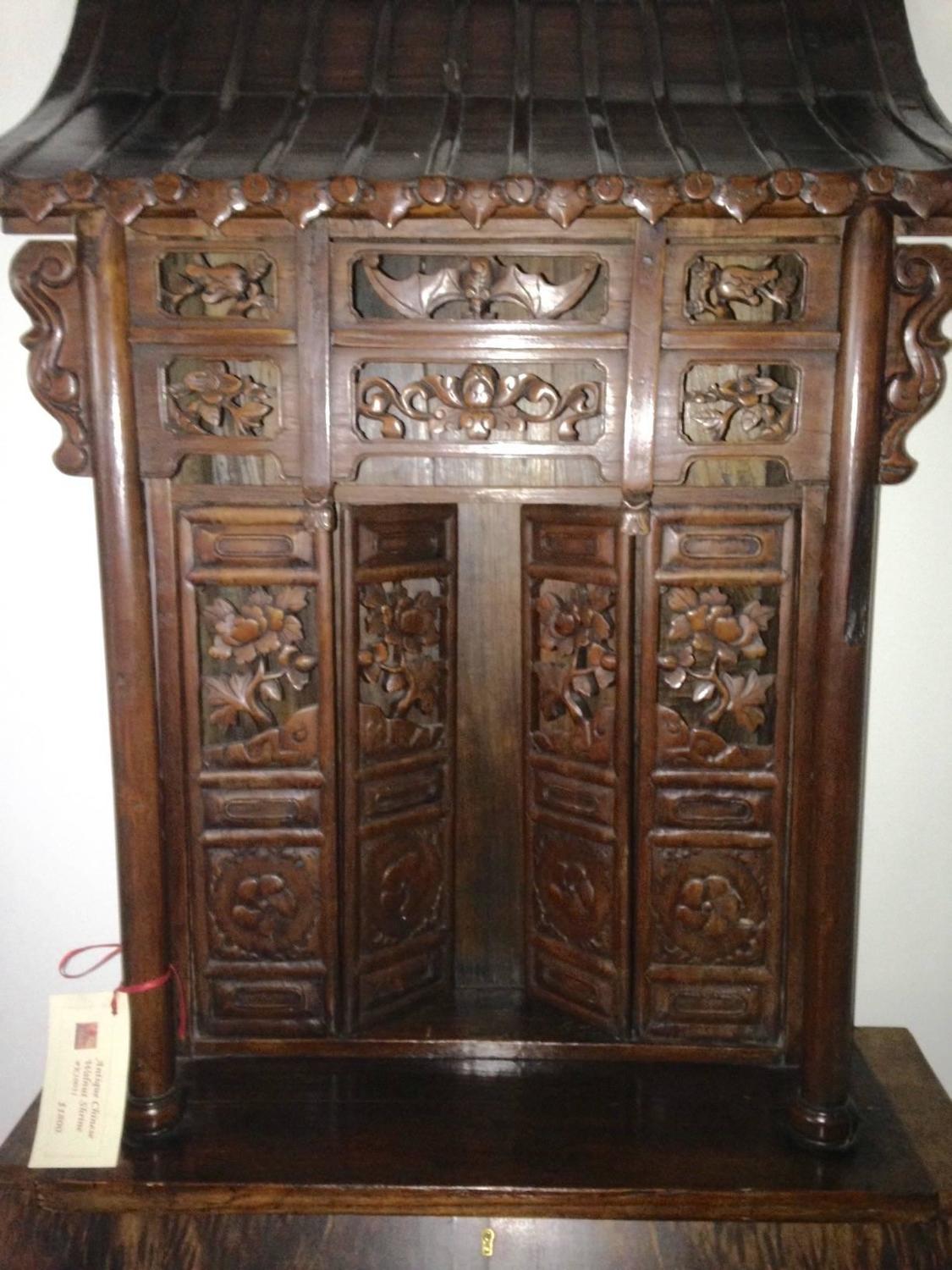 Antique Walnut Chinese Shrine For Sale at 1stdibs