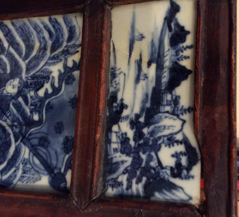 Qing Dynasty Blue and White Chinese Table Screen at 1stDibs