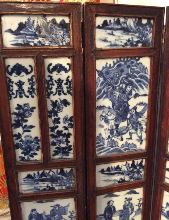 Qing Dynasty Blue and White Chinese Table Screen at 1stDibs