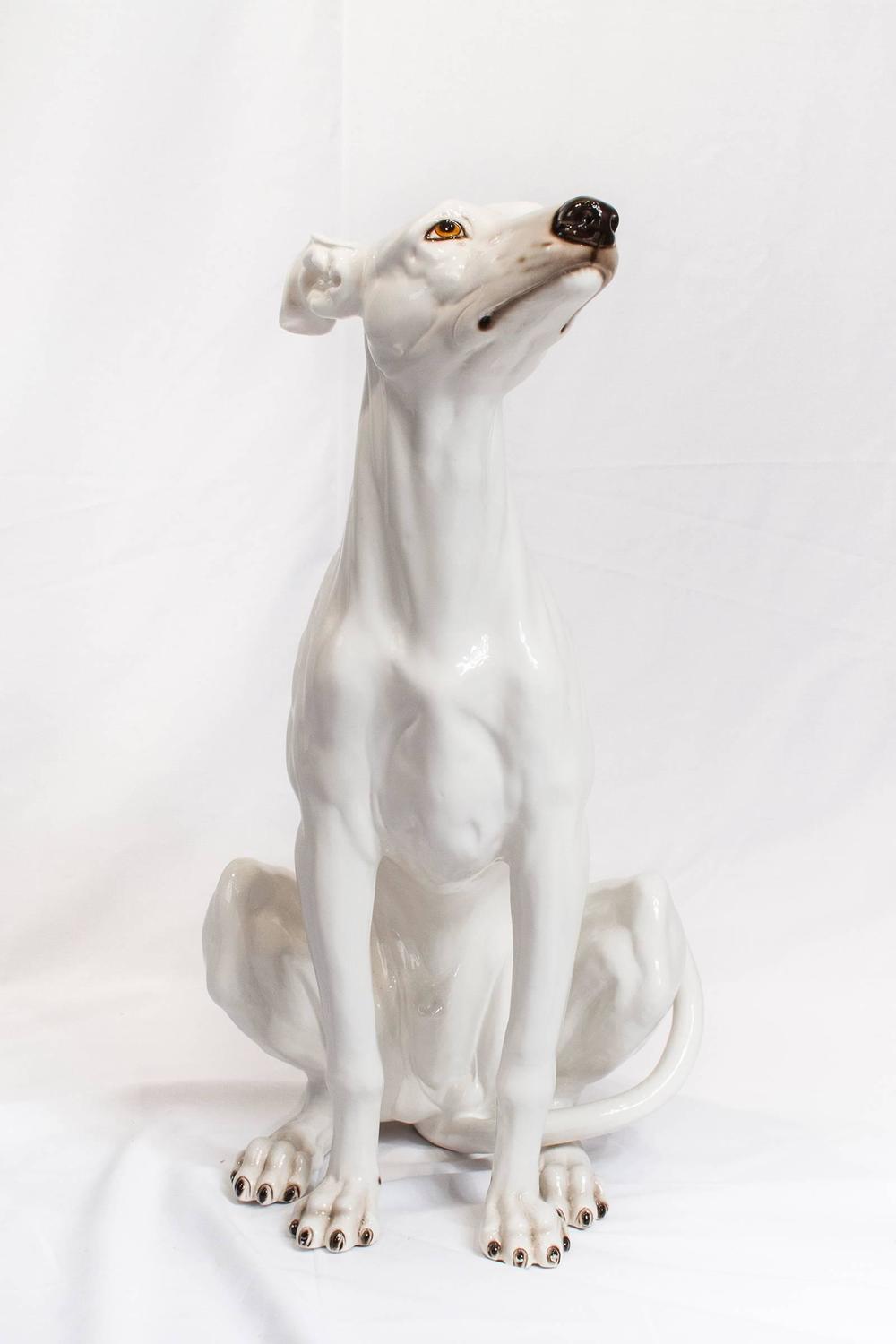 Italian Mid-Century Modern Ceramic Greyhound Dog Sculpture For Sale at ...