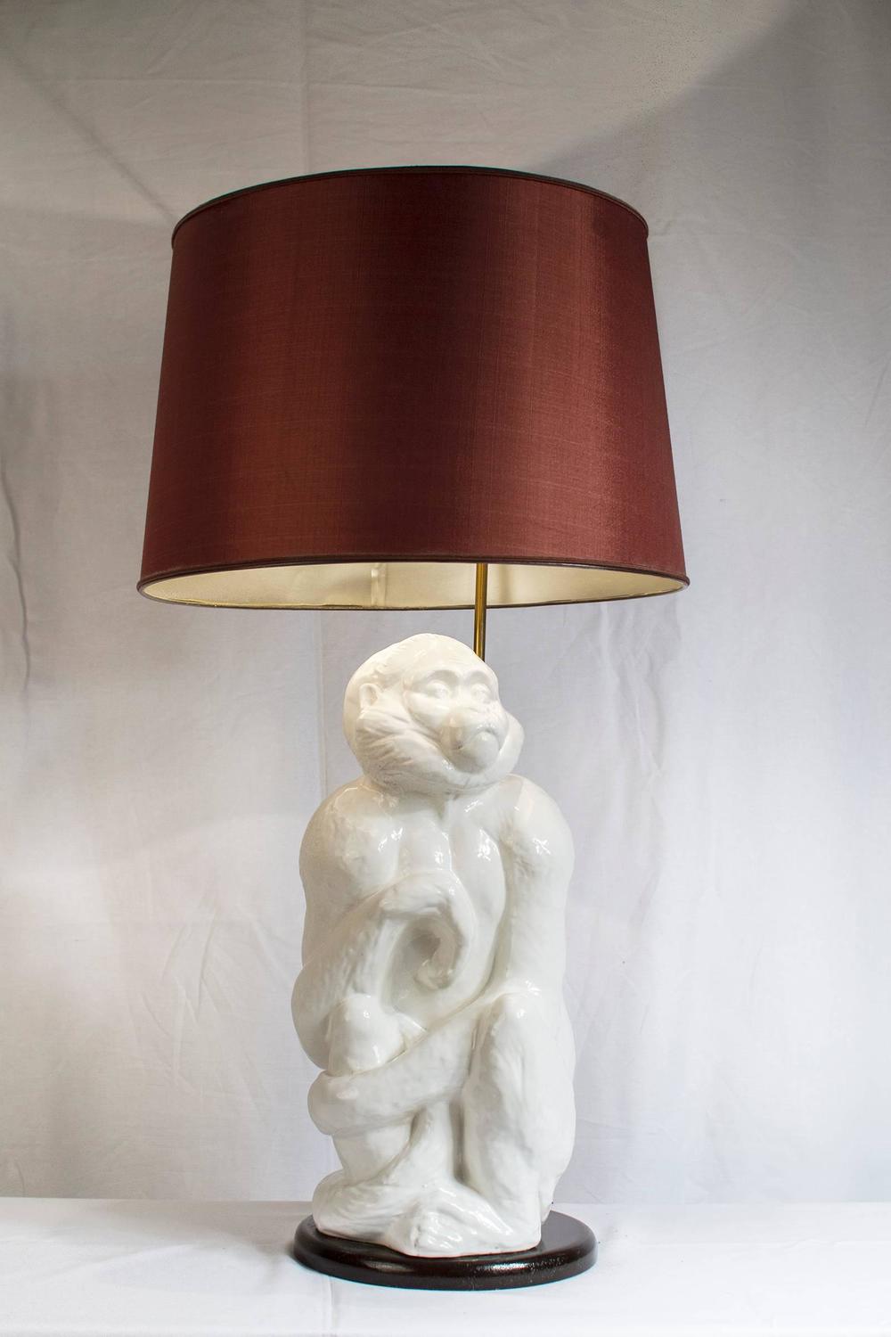 Italian Ceramic Monkey Lamp, 1950s For Sale at 1stdibs