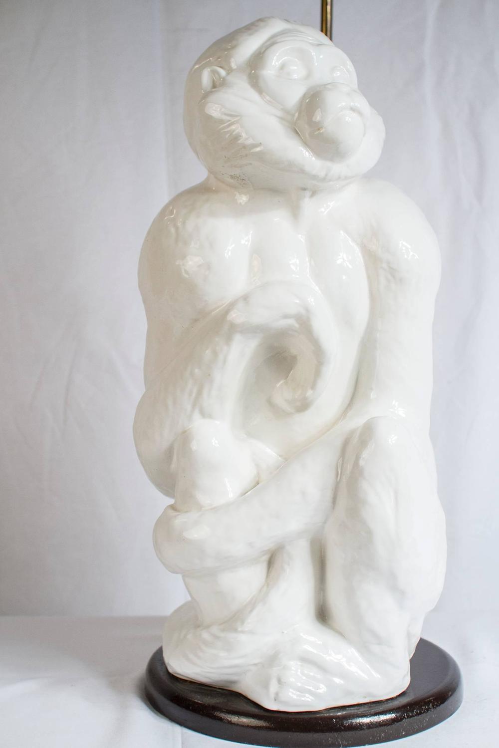 Italian Ceramic Monkey Lamp, 1950s For Sale at 1stdibs