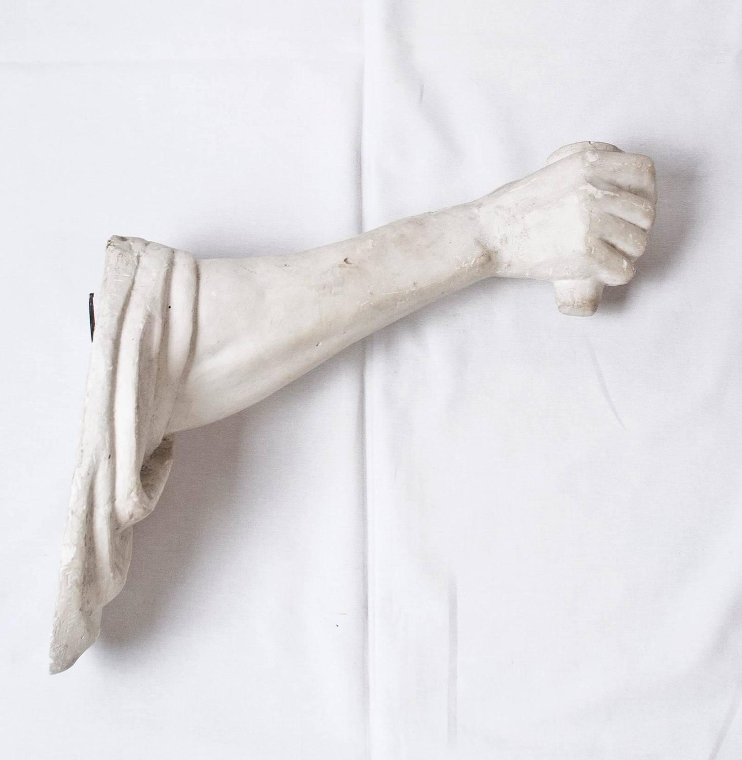 Draped Arm with Closed Hand in Plaster For Sale at 1stdibs
