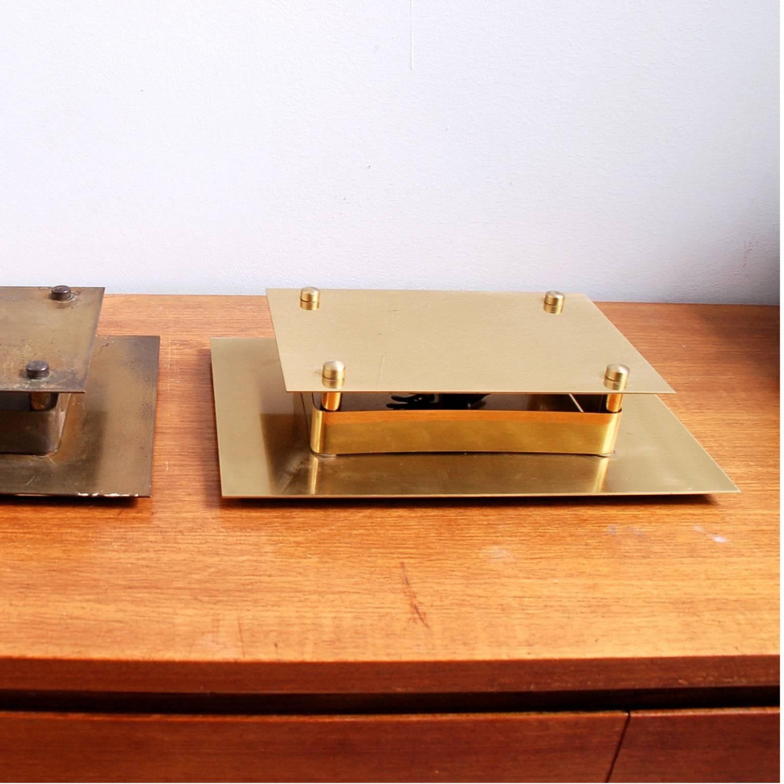Modernist Rectangular Wall Lights in Solid Brass, Set of Six at 1stDibs