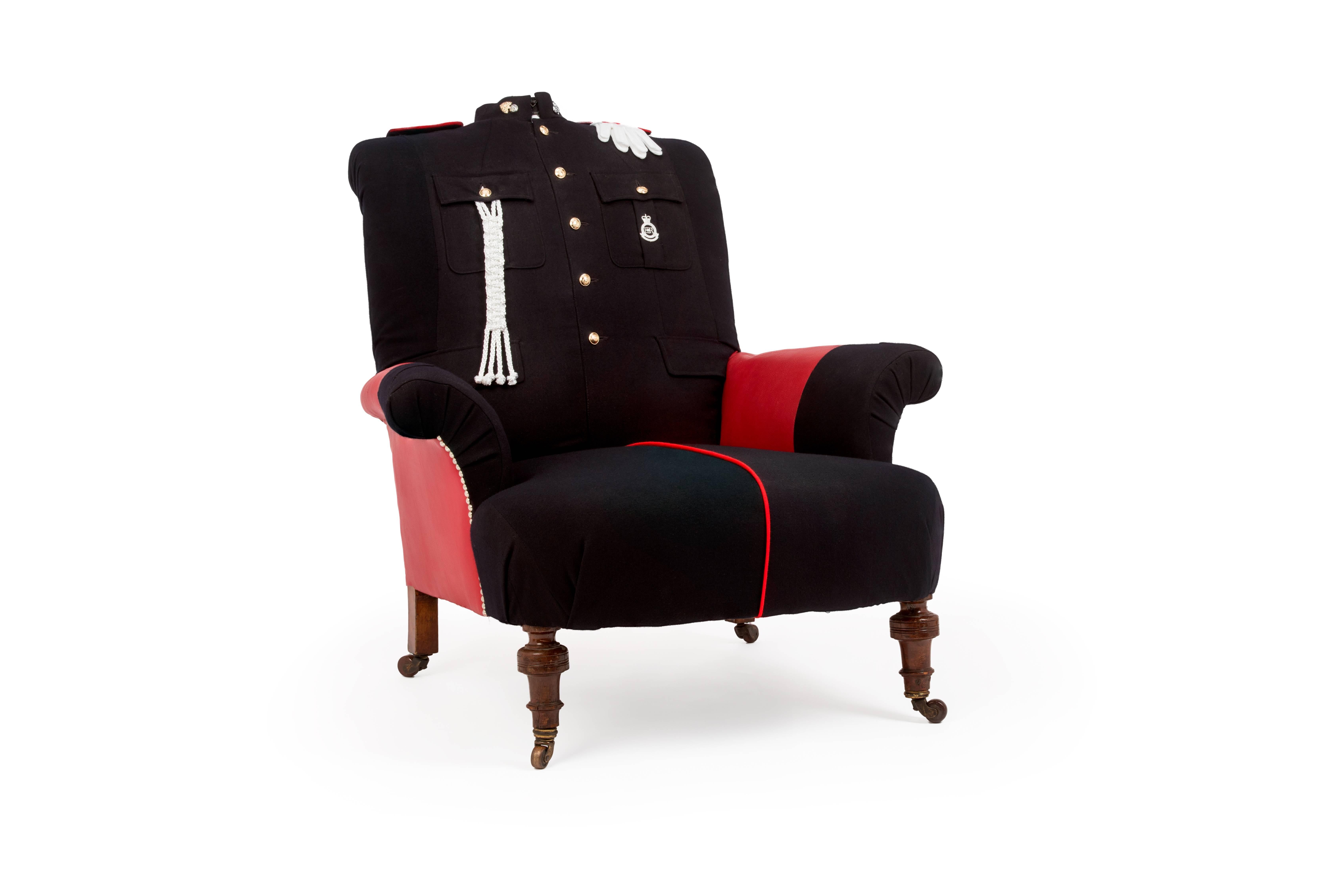 The Vintage Military Policeman Uniform Armchair. For Sale at 1stDibs