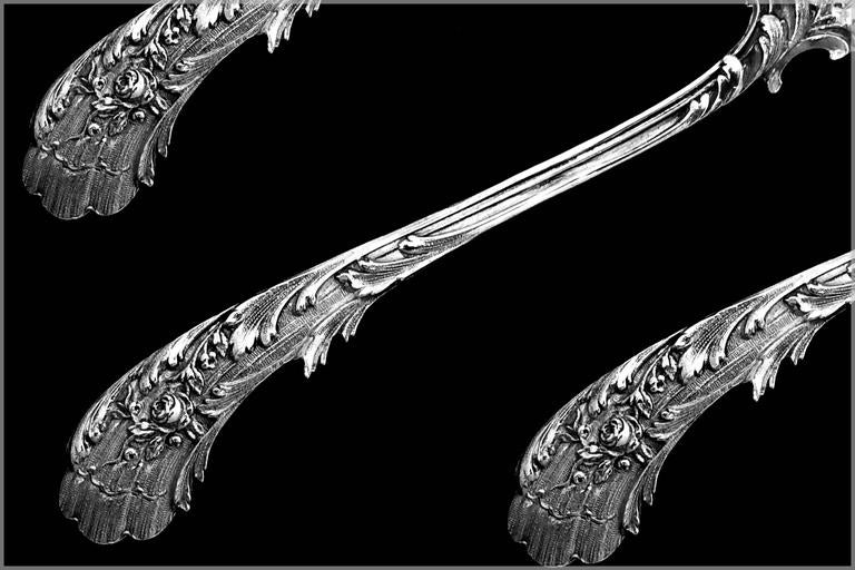 Labat French Sterling Silver 18-Karat Gold Hors D'oeuvre Dessert Set at ...