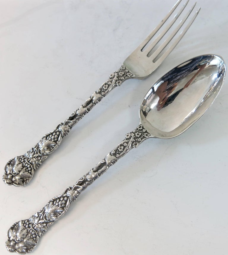 Rare Pair of Chased Vine Spoon and Fork, Antique English by George ...