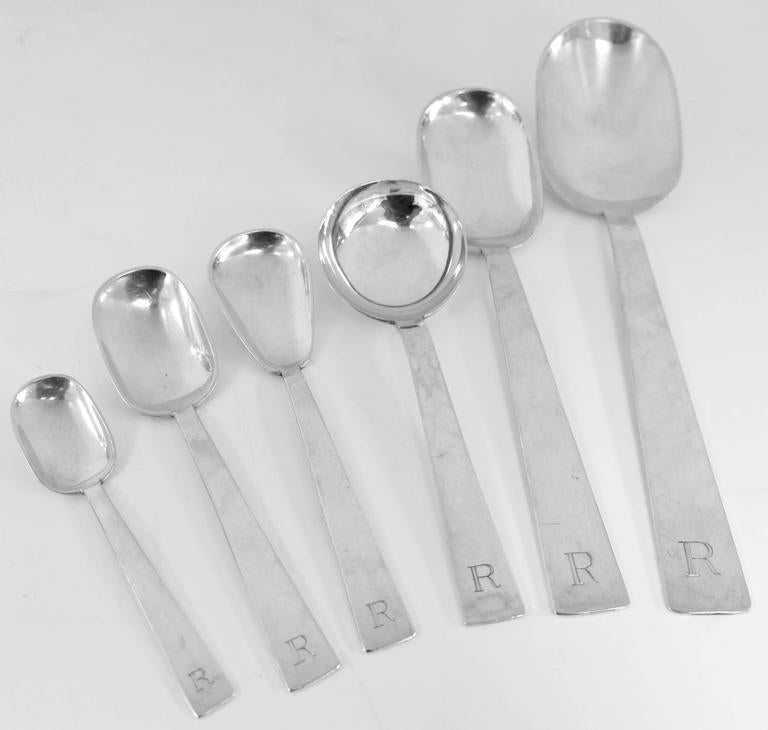 Bauhaus Inspired, Hand Hammered, Silver Flatware Set for 12 People at ...