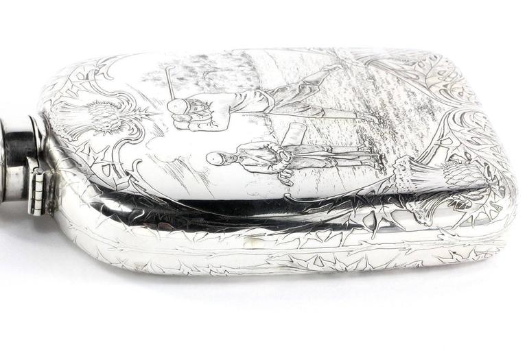 Art Nouveau Tiffany Sterling Silver Large Lap over Edge Golf Flask ...