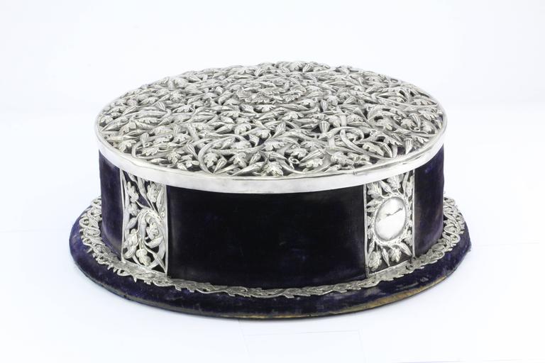 Sterling Silver Floral Vine Purple Velvet and Silk Tiara Diadem Crown ...