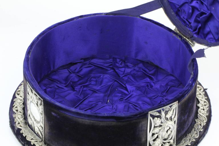 Sterling Silver Floral Vine Purple Velvet and Silk Tiara Diadem Crown ...